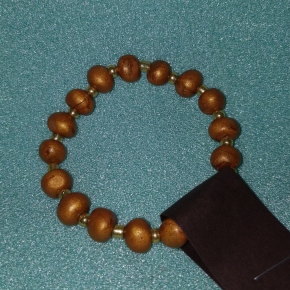 Handmade | Jewelry | Gold Polymer Clay Stretch Bracelet | Poshmark